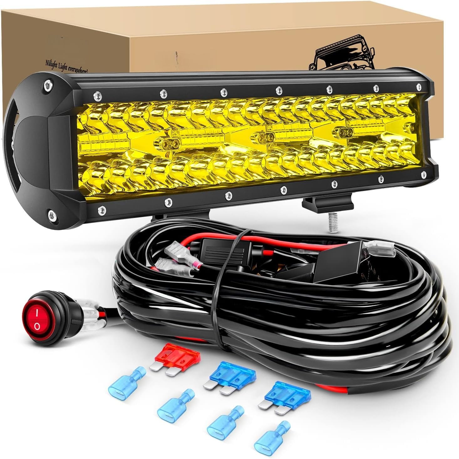12Inch Light Bar 240W Triple Row Spot Flood Combo Off Road Lights for ...