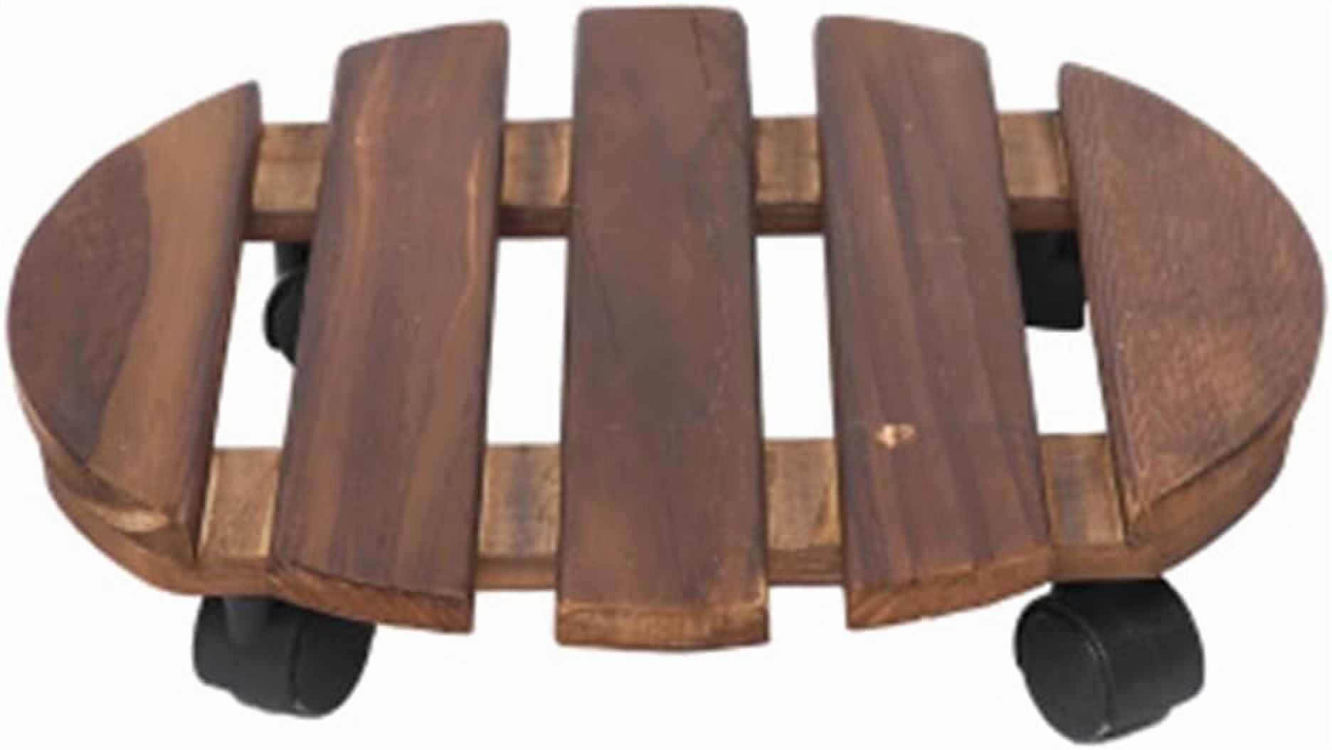 12Inch Round Small Wood Plant Caddy with Wheels Heavy Duty,Hardwood ...