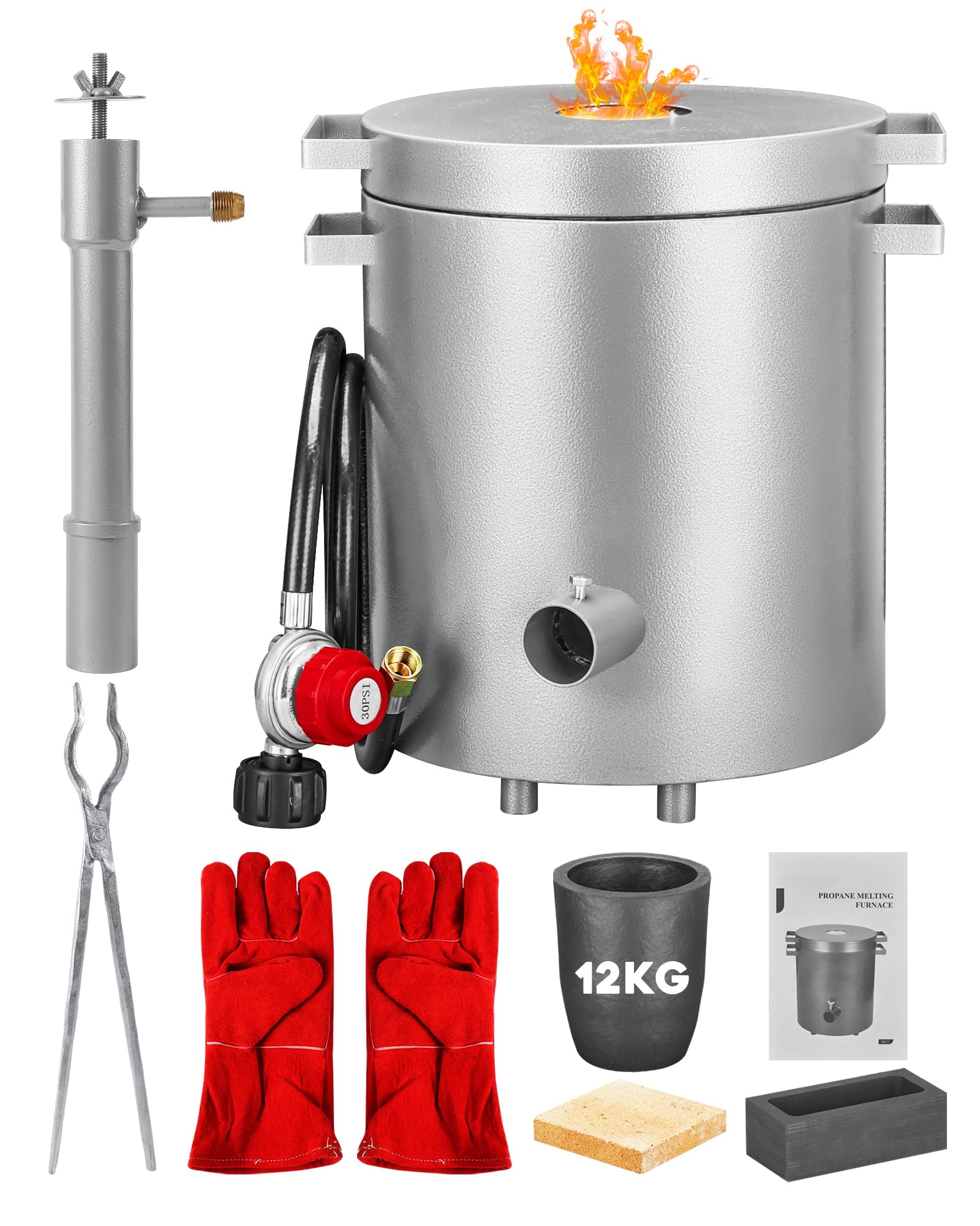 12KG Propane Melting Furnace Kit In Stainless Steel With Crucible and ...