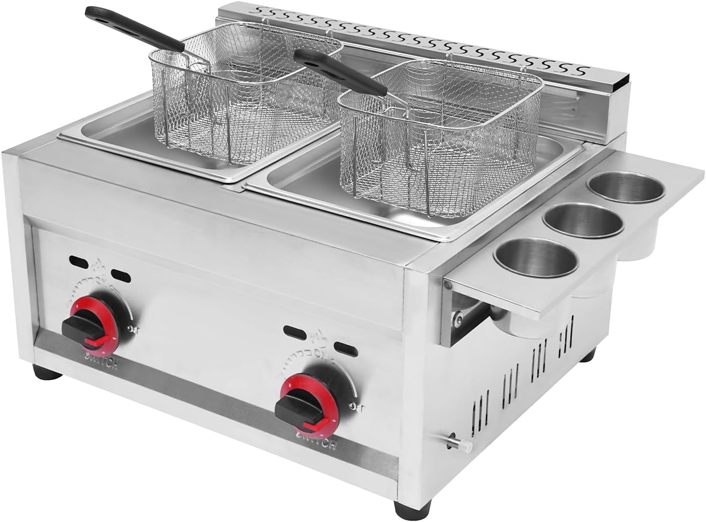 12L/3.2Gal Gas Deep Fryer Commercial Stainless Steel Countertop Deep ...