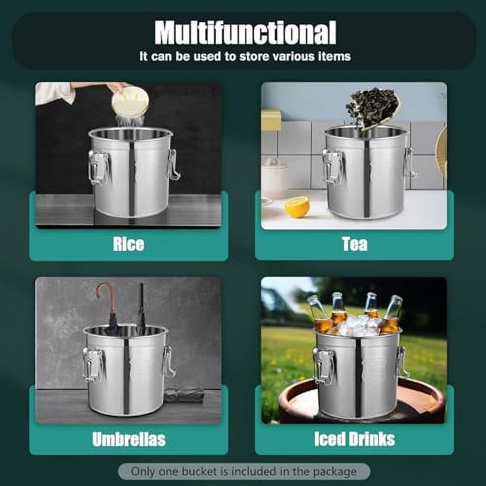 12L Airtight Canister with Airtight Lids, Stainless Steel Bucket Sturdy ...