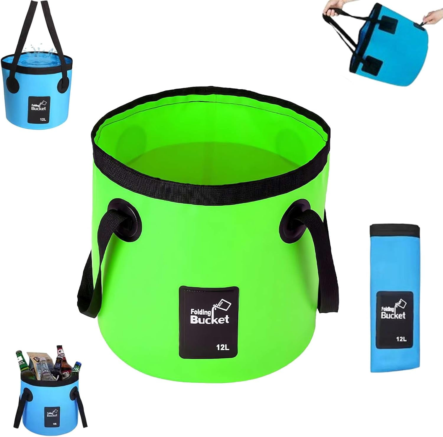 12L Collapsible Bucket with Handle, Multifunctional Foldable Water ...