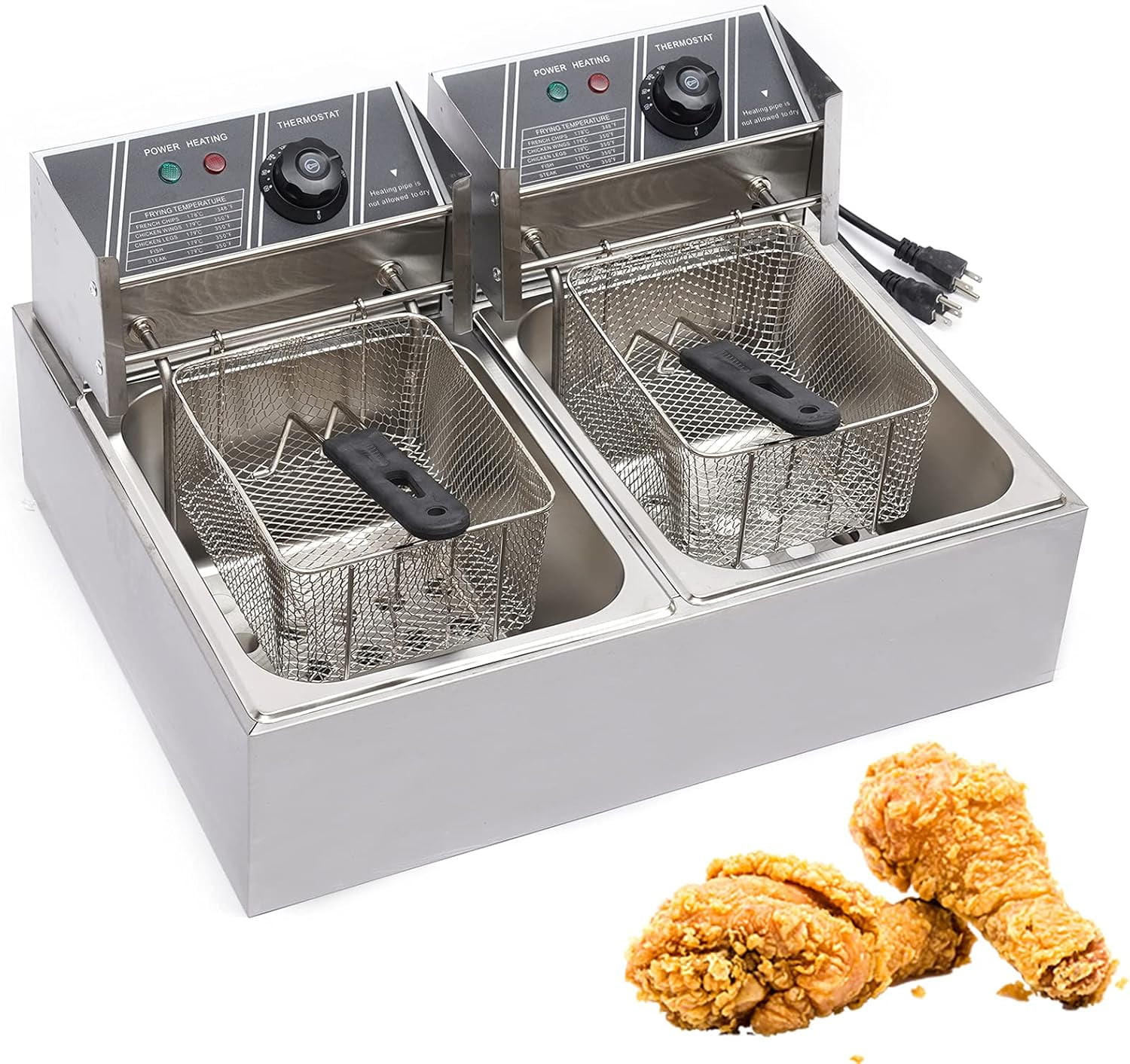 12L Commercial Electric Deep Fryer w/ 2 Fry Basket High Capacity ...