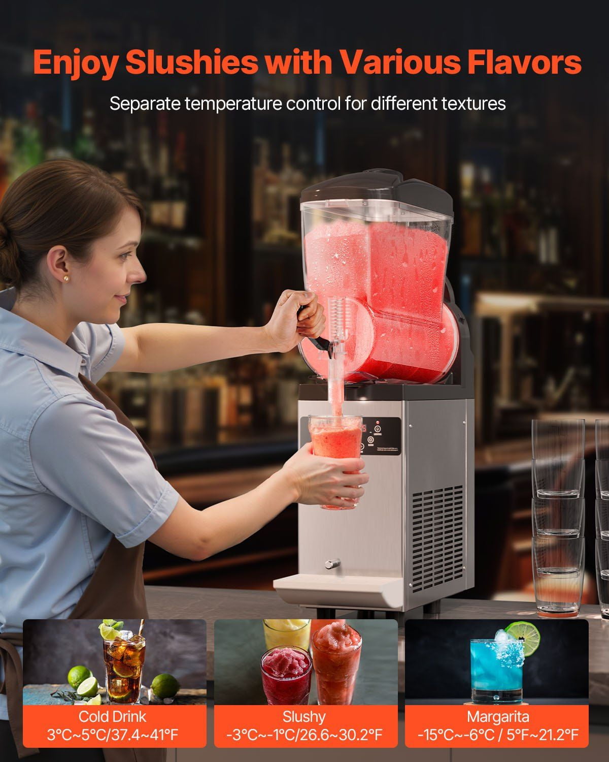 12L Commercial Slushy Machine for Margarita, Smoothie & Frozen Drinks ...