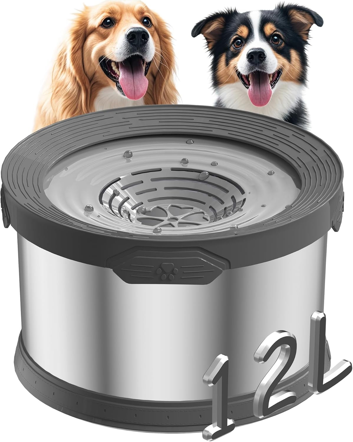 12L Dog Water Bowl No Spill 3.1 Gallon Super Large Capacity Stainless ...