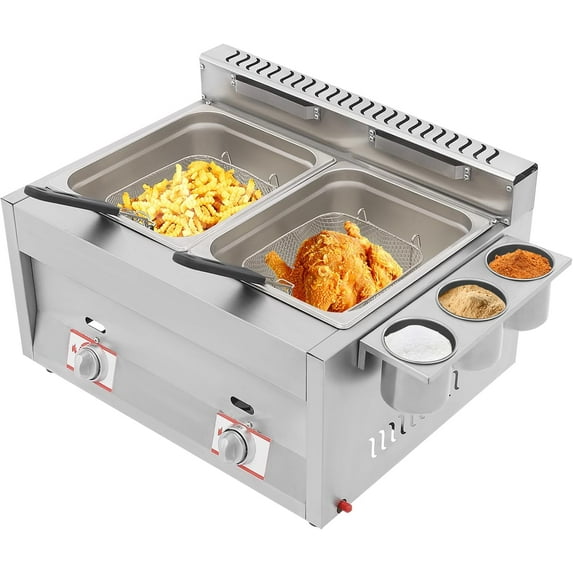 12L Dual Tanks Commercial LPG Gas Deep Fryer w/ 2 Fry Baskets High ...