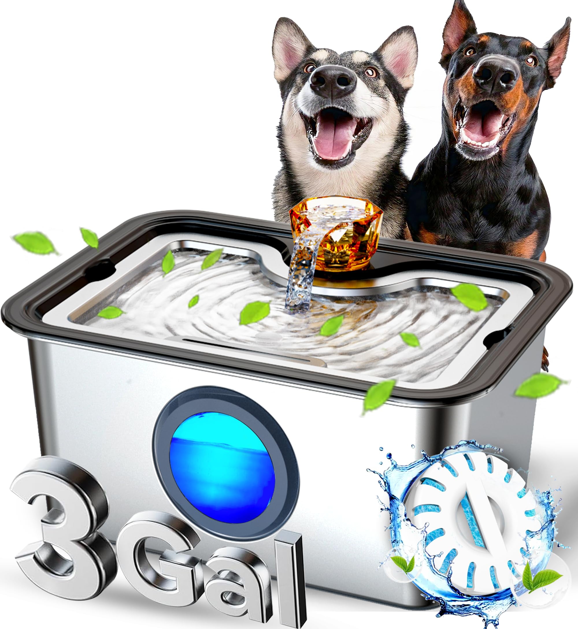 12L Large Ultra-Purification Dog Water Fountain ITL1 SS304,Dog Drinking ...