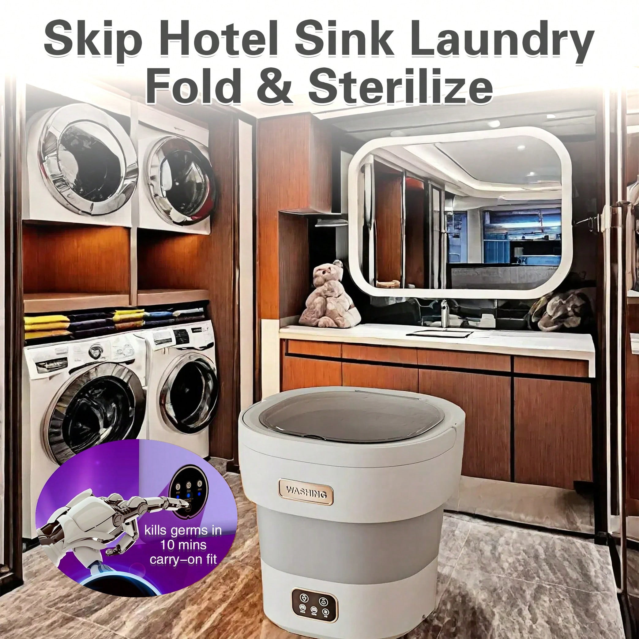 12L Portable Foldable Washing Machine – Compact Lightweight Washer for ...