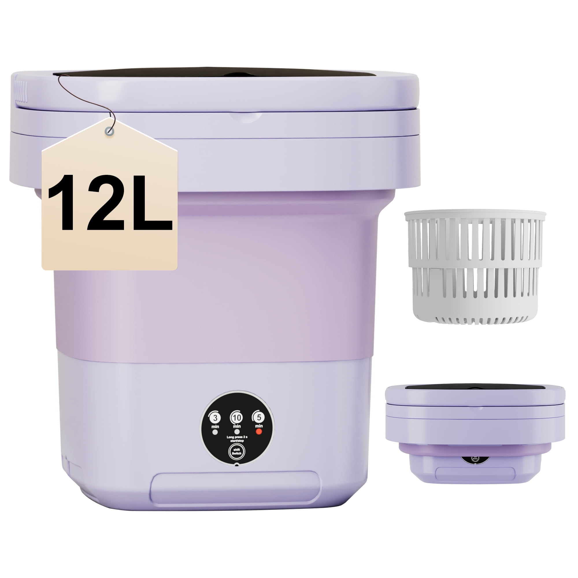 12L Portable Washing Machine, Mini Foldable Washer for Apartment, RV ...