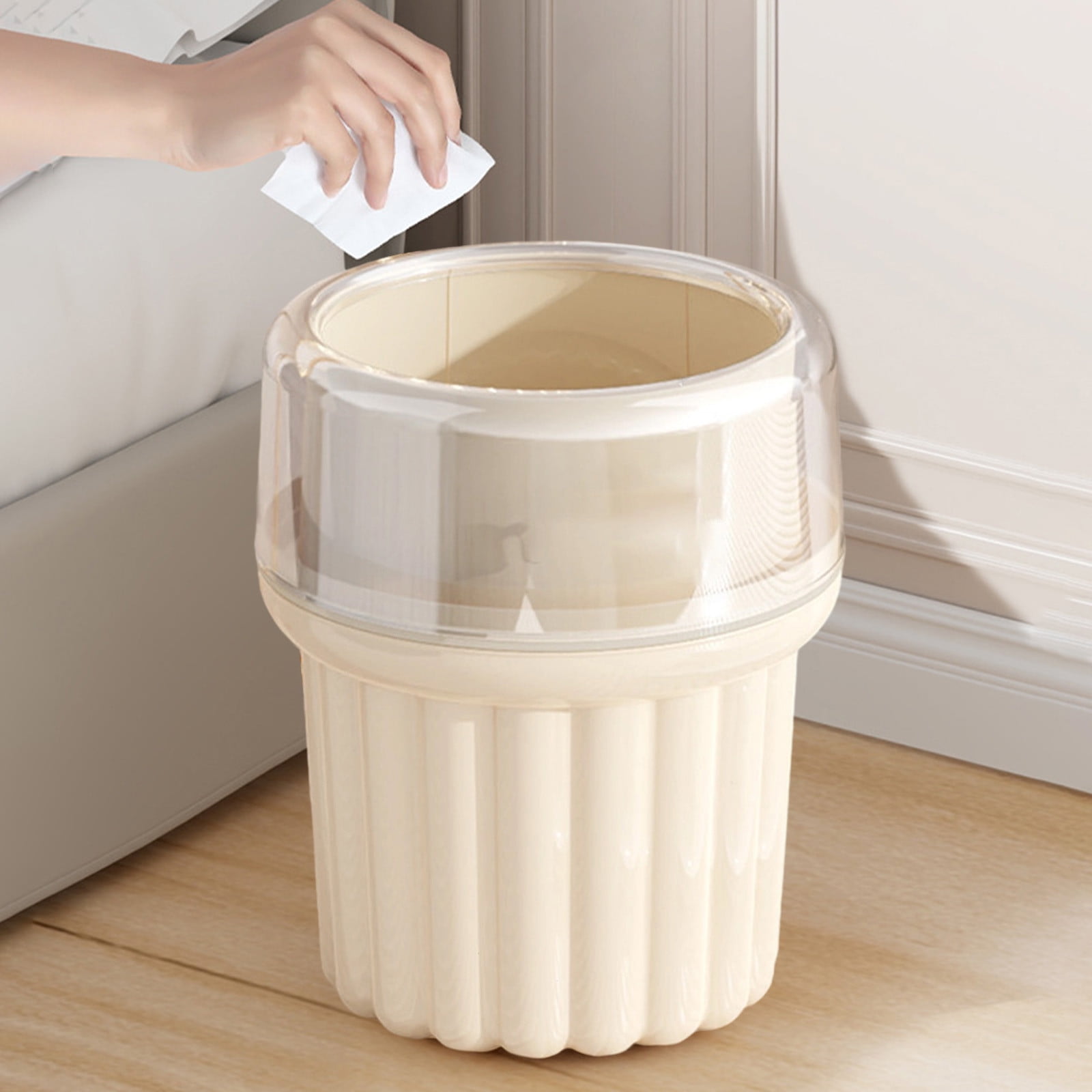 12L Round Plastic Trash Can with Inner Bucket – Double Waste Bin for ...