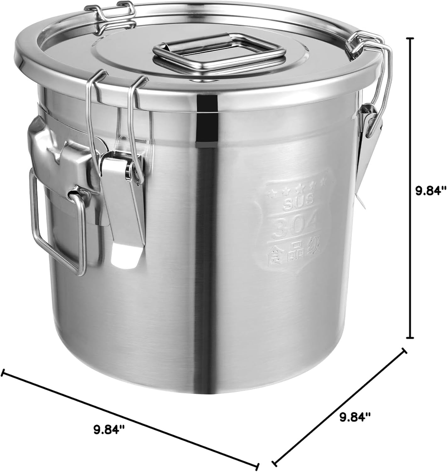 12L Stainless Steel Airtight Food Storage Canister with Lid & Handles ...