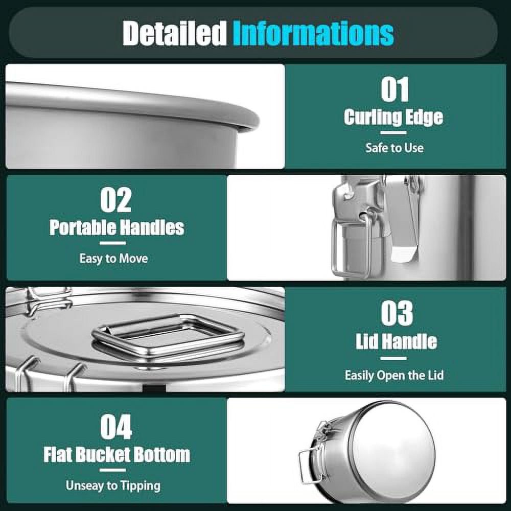 12L Stainless Steel Canisters, Metal Food Storage Canisters with Lids ...