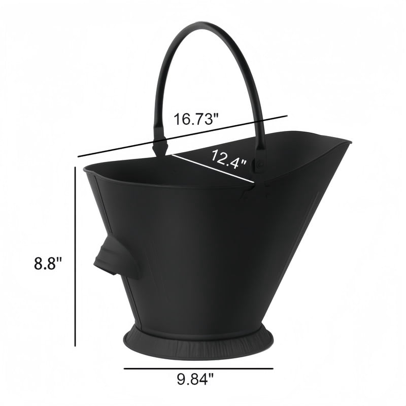 12L Steel Ash Bucket − Heat-Resistant Ash Can for Fireplace, Pellet ...
