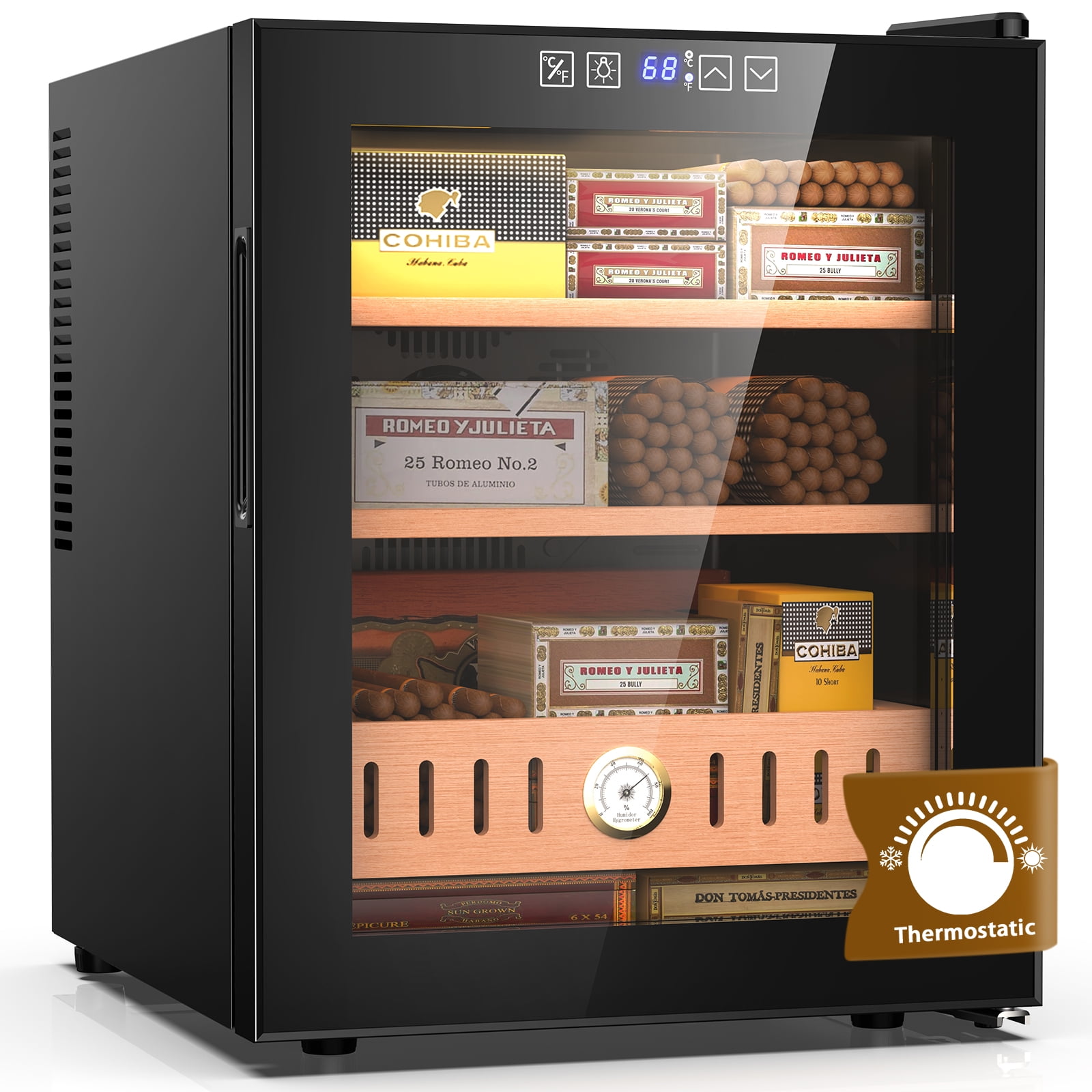 50L Electric Humidor with Lock, 120 Counts Cigar Humidor Cabinet with ...