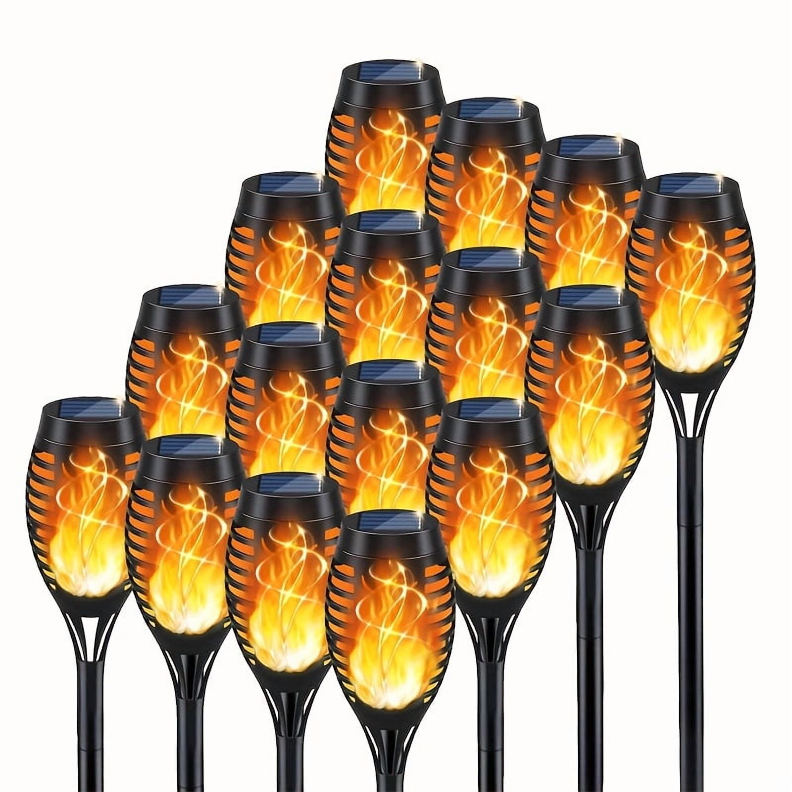 12LED Solar Torch Lights - Flashing Flame Effect, Mini Outdoor Solar ...