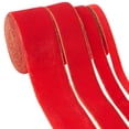 12M 4 Styles Polyester Single Face Velvet Ribbon Gold Edged Flat Ribbon ...