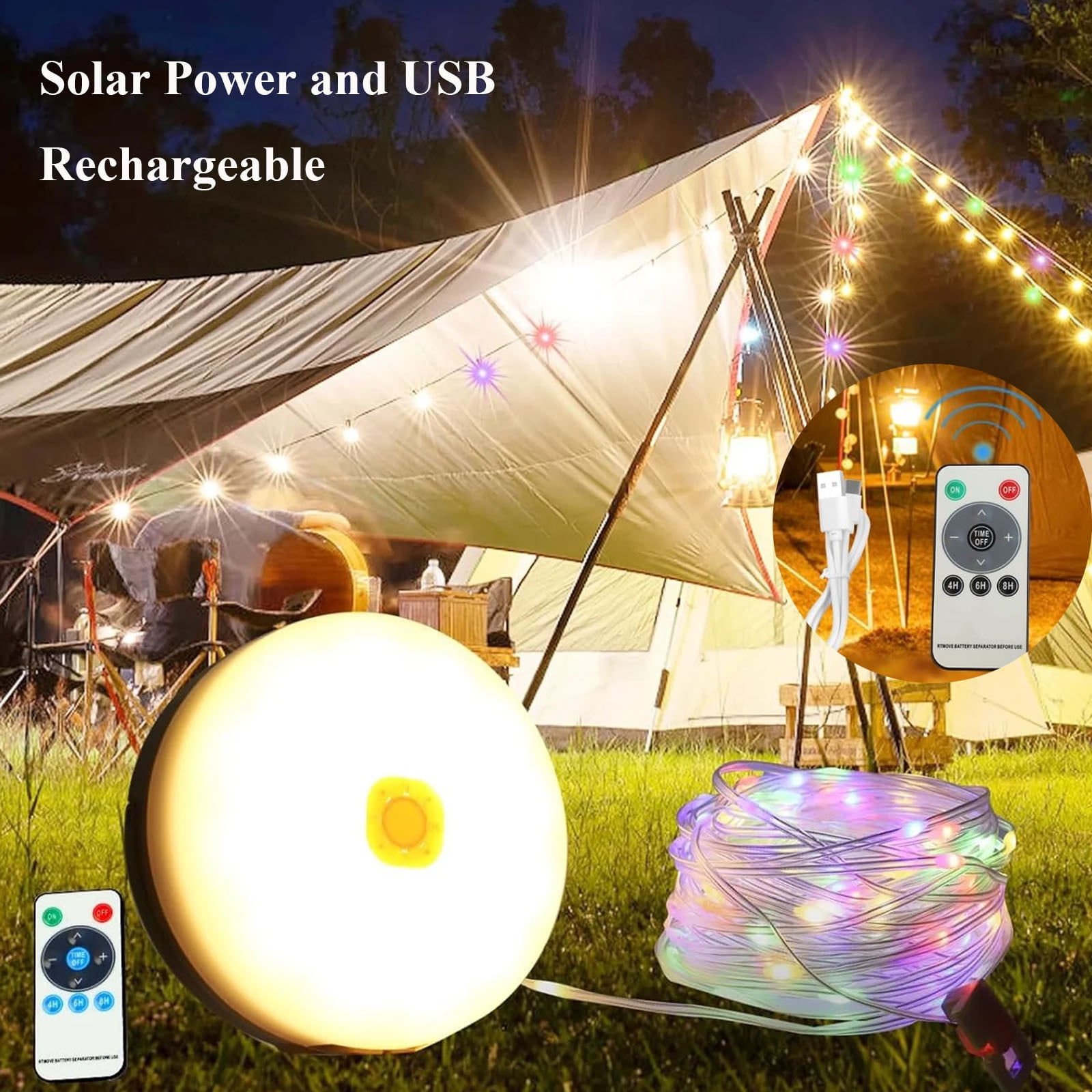 12M Camping Lights String 8 Modes, Waterproof Portable Camping Lights ...