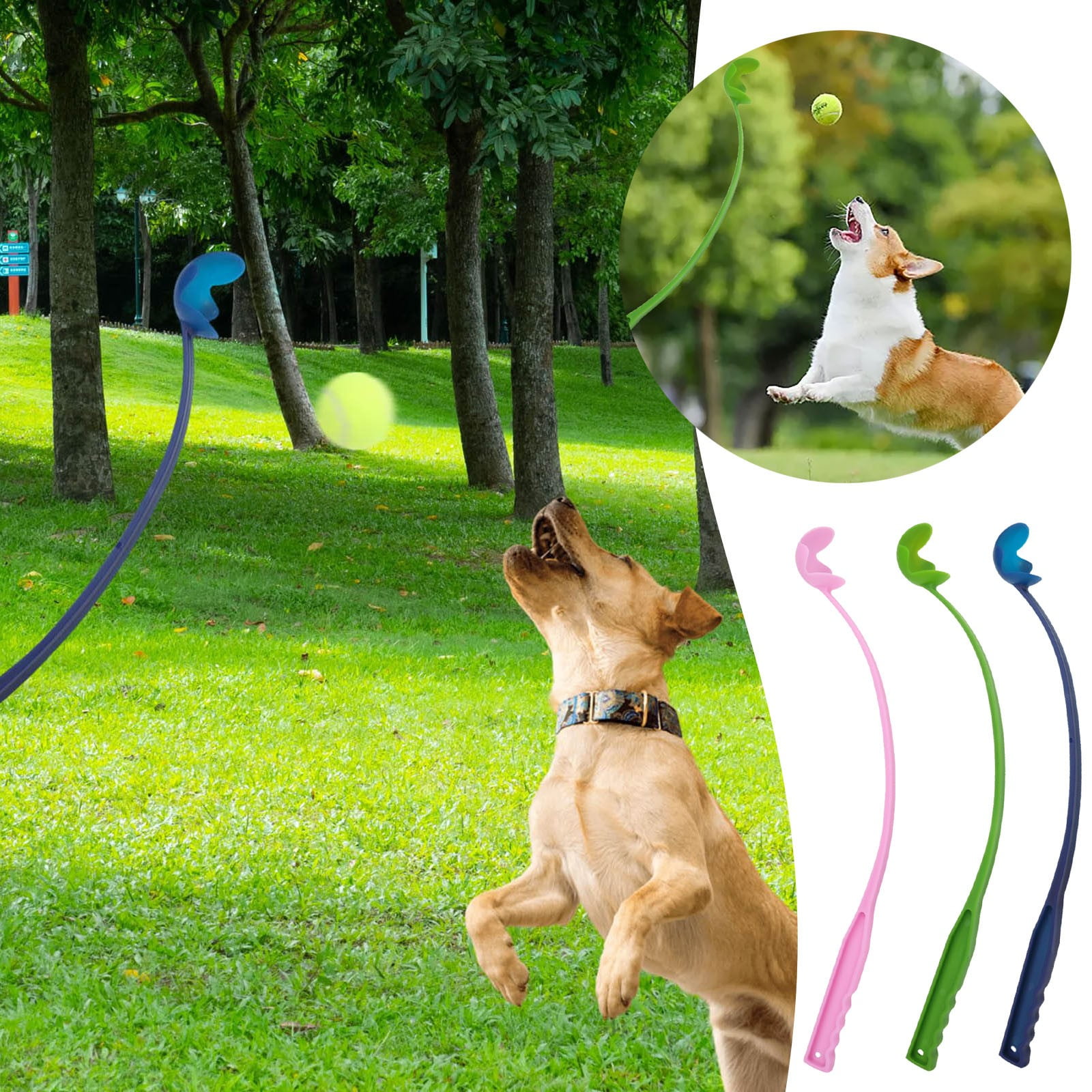 12M Dog Ball Launcher for Dogs 20-60 Pounds Manual Tennis Ball Thrower ...
