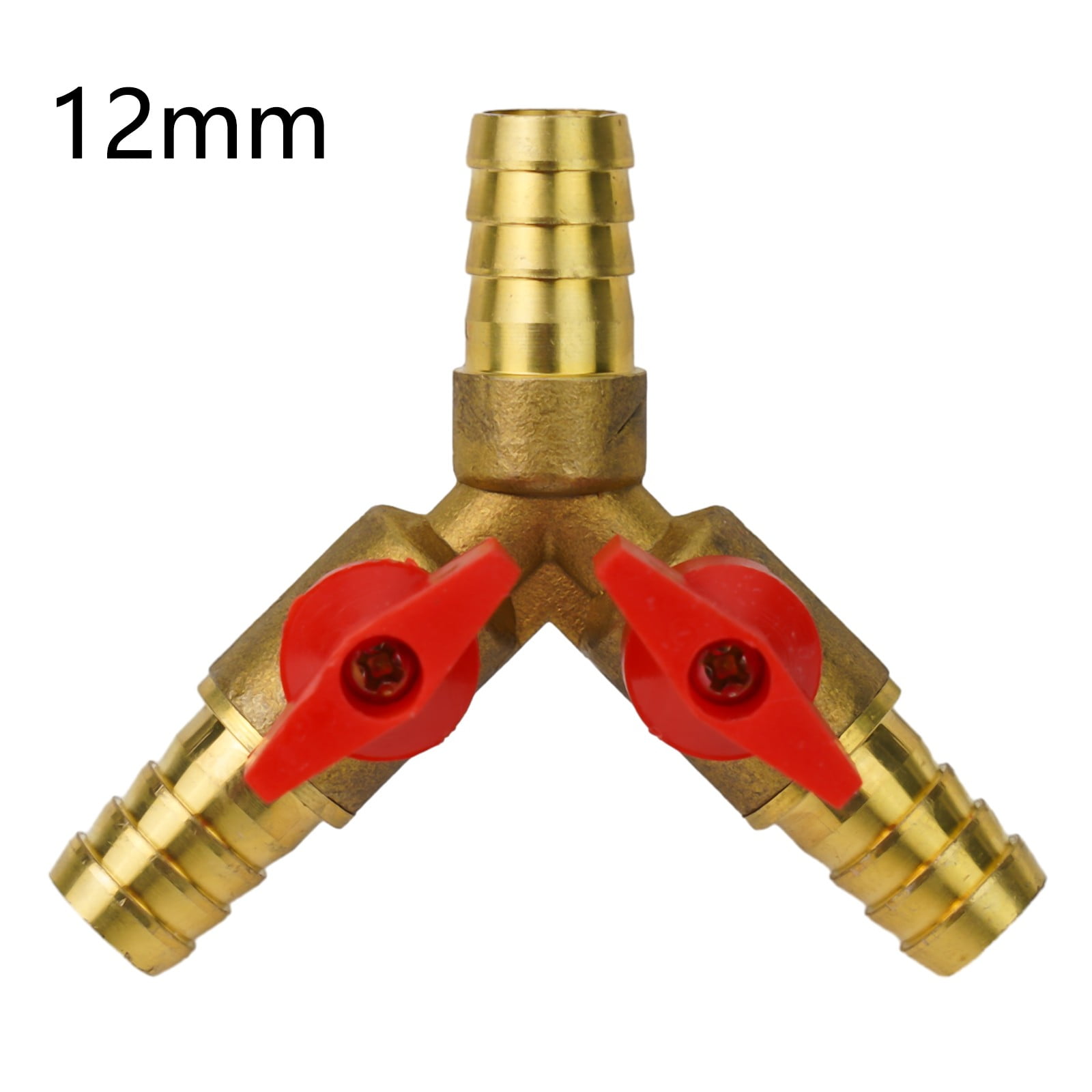 12mm Brass Y Type For Fuel Gas Water Oil Air Hose Barb Three 3 Way Ball ...