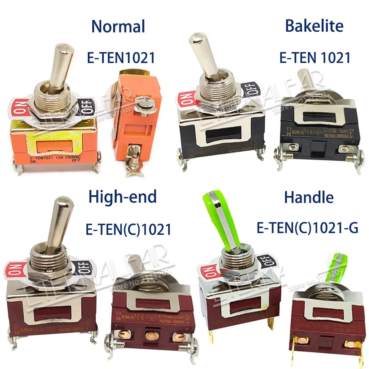 12MM E-TEN1122 High-end Quality Silver Contact SPST 16A 250V AC ON-OFF ...