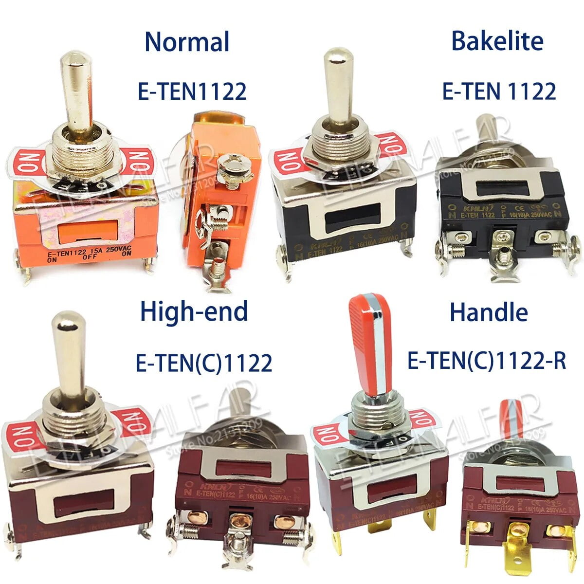 12MM E-TEN1122 High-end Quality Silver Contact SPST 16A 250V AC ON-OFF ...