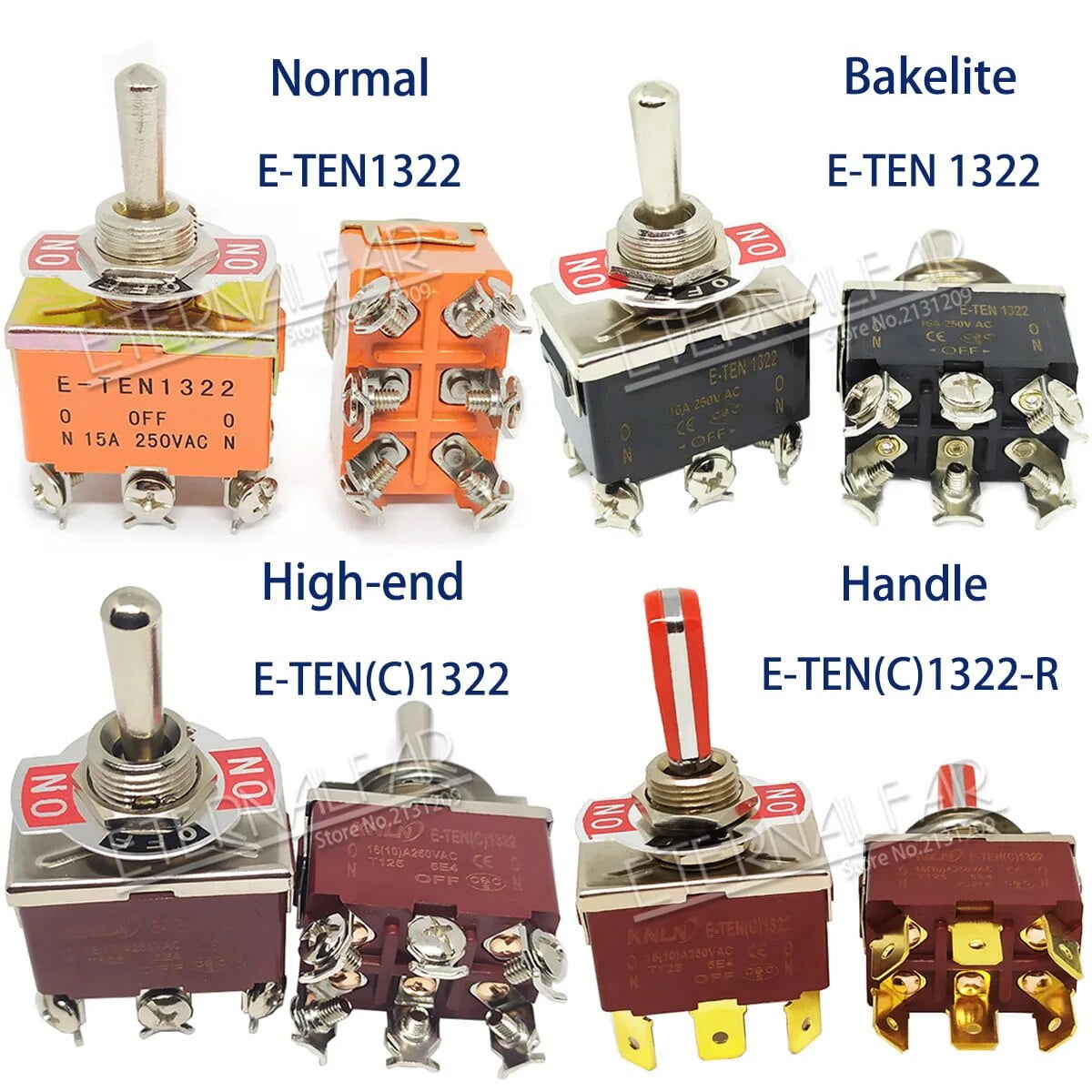 12MM E-TEN1122 High-end Quality Silver Contact SPST 16A 250V AC ON-OFF ...