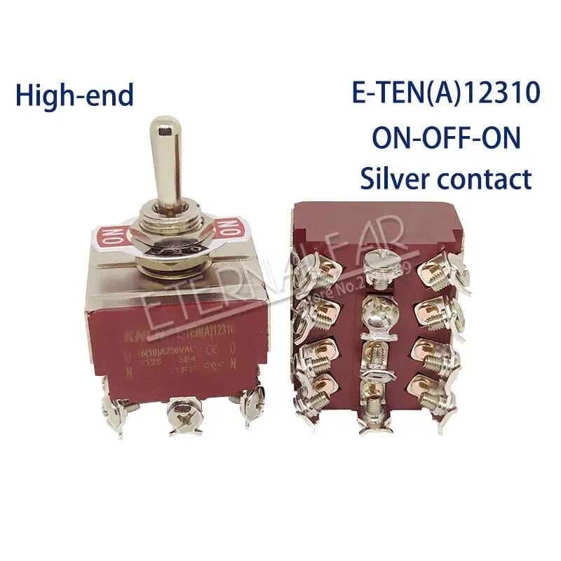 12MM E-TEN1122 High-end Quality Silver Contact SPST 16A 250V AC ON-OFF ...