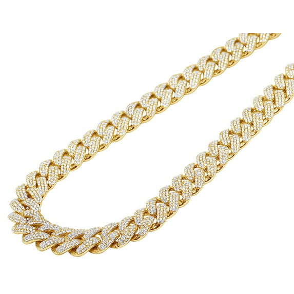 12MM Miami Cuban EGL Certified VVS 22.22CT Diamond 10K Yellow Gold 18"-21" - Walmart.com