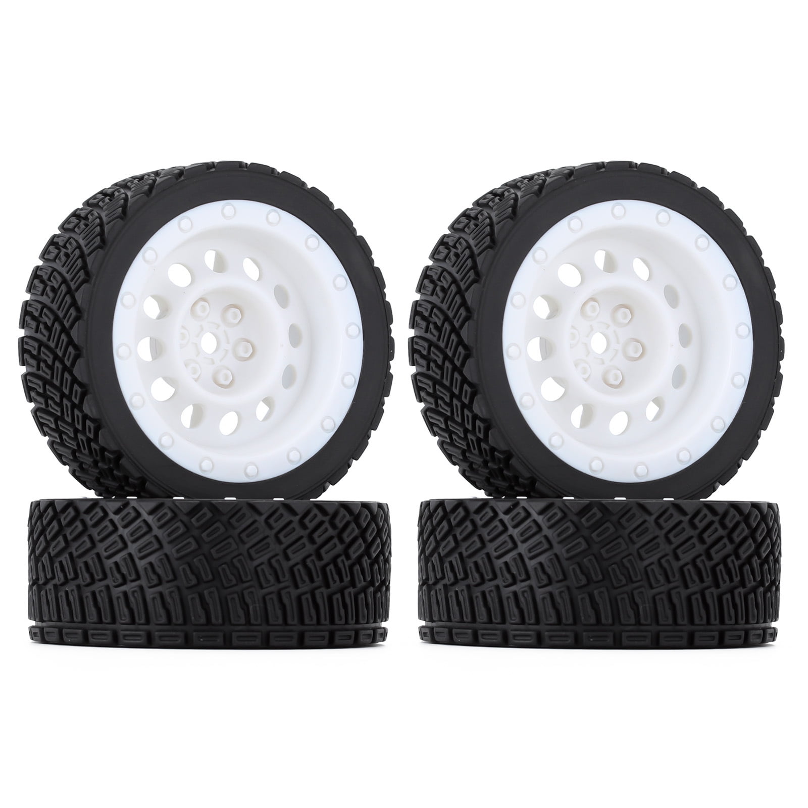12MM Rubber Hex Tires Wheel Rim Set For Rally 1/10 RC Car HSP RGT LC ...