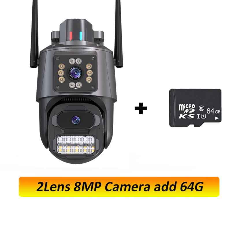 12MP Security Camera 8X Zoom Three Lens Dual Screen Outdoor WiFi Home ...