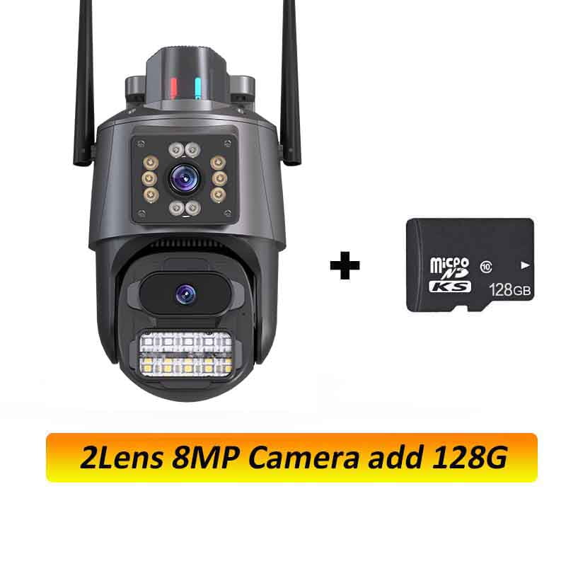 12MP Security Camera 8X Zoom Three Lens Dual Screen Outdoor WiFi Home ...
