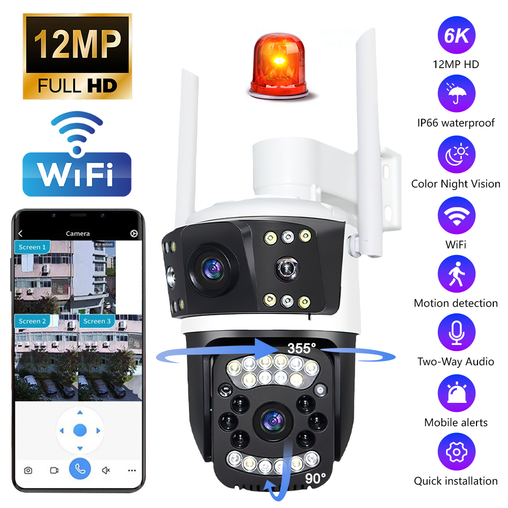 12MP Security Camera Outdoor,Kepeak 3 Lens Outside Cameras for Home ...
