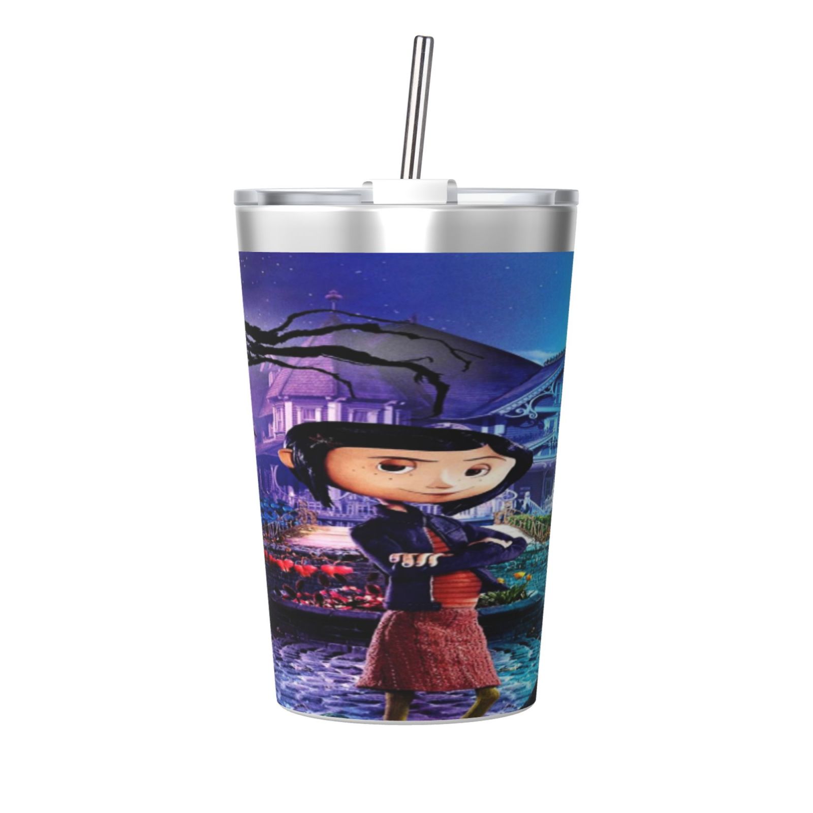 12OZ Coraline Thermos With Conical Straw Insulated Kettle Stainless ...
