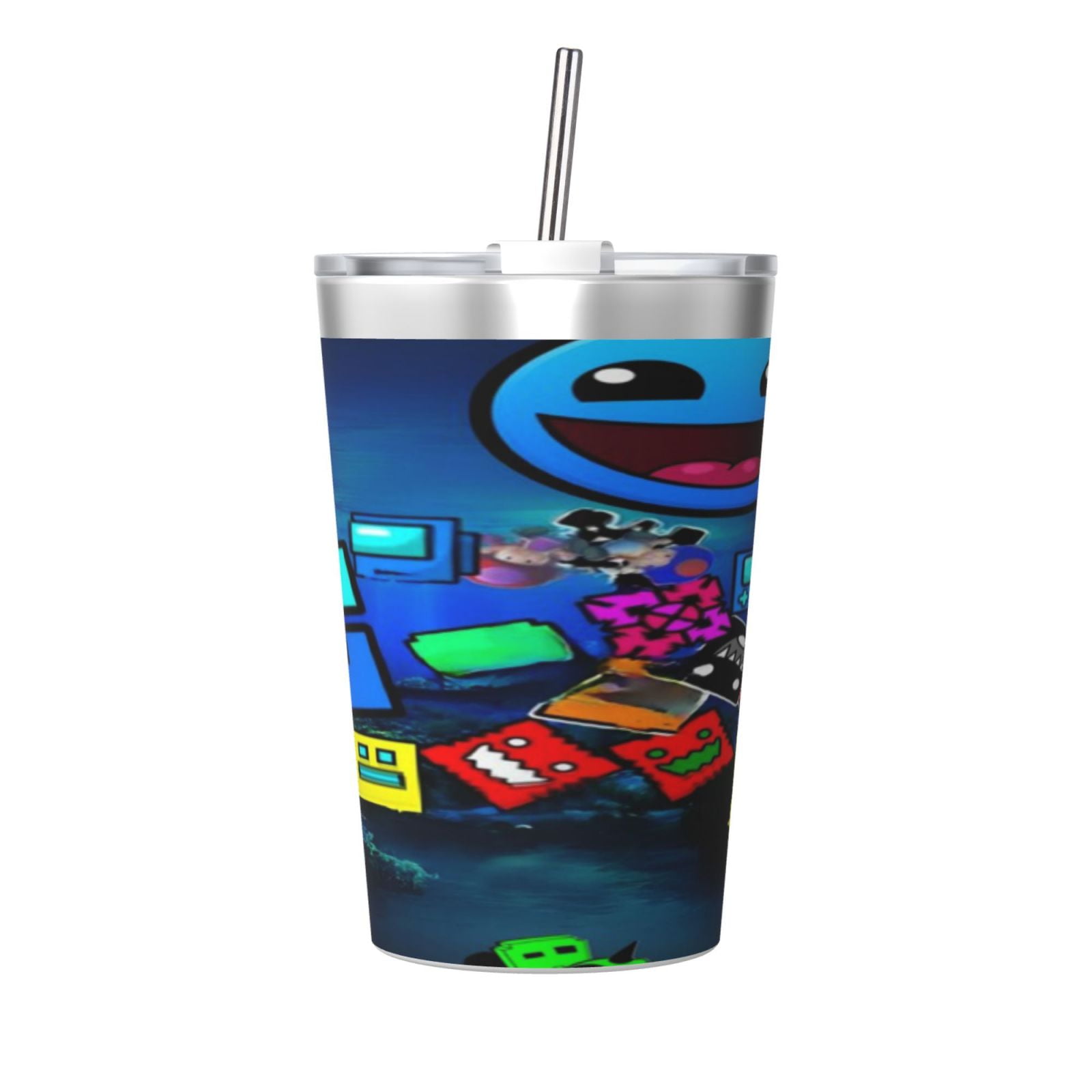 12OZ Geometry Dash Thermos With Conical Straw Insulated Kettle ...