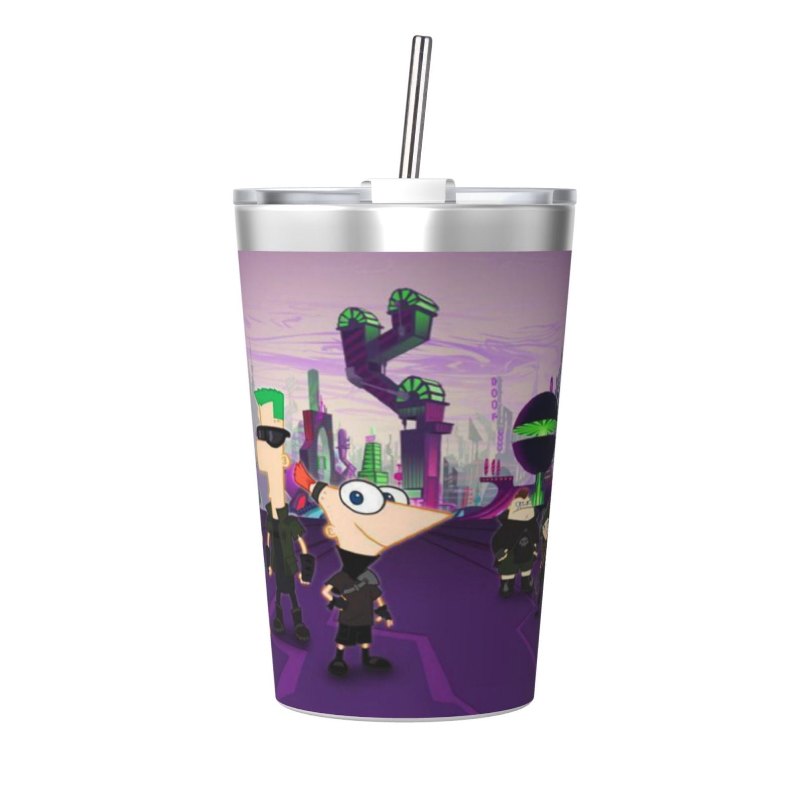 12OZ Phineas Fer Thermos With Conical Straw Insulated Kettle Stainless ...