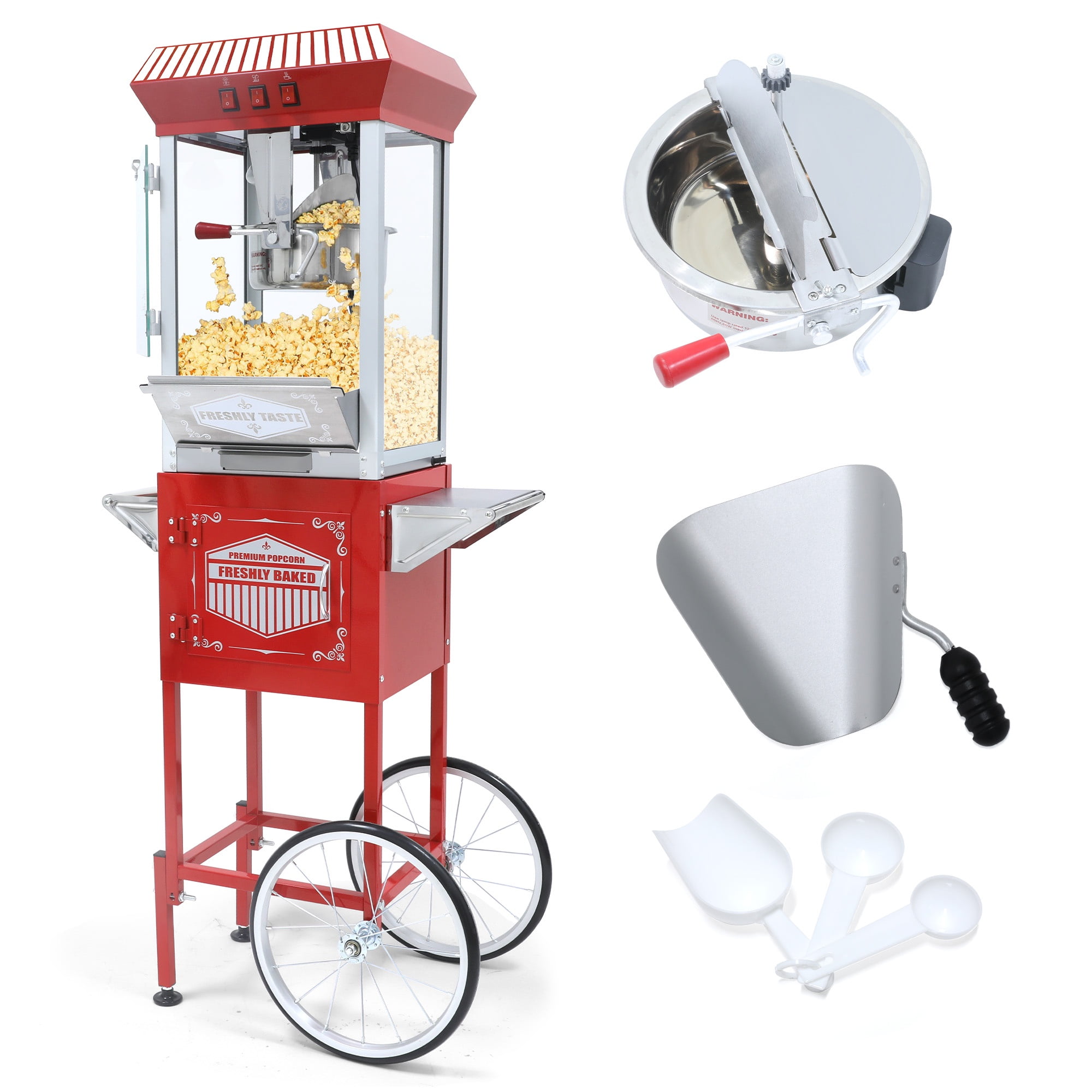 12OZ Popcorn Machine with Cart, Holaki Movie Theater Popcorn Maker ...