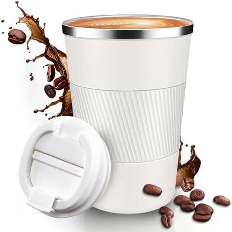 12OZ Travel Coffee Mug Insulated Coffee Cup with Spill Leak Proof Lid ...