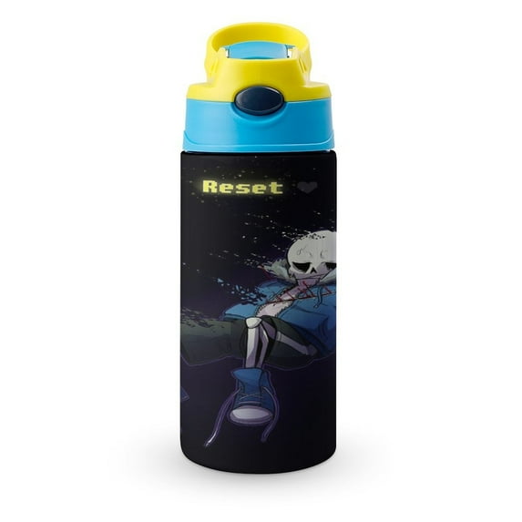 12OZ Under-Tale Skull San Water Bottle with Straw Vacuum Insulated ...