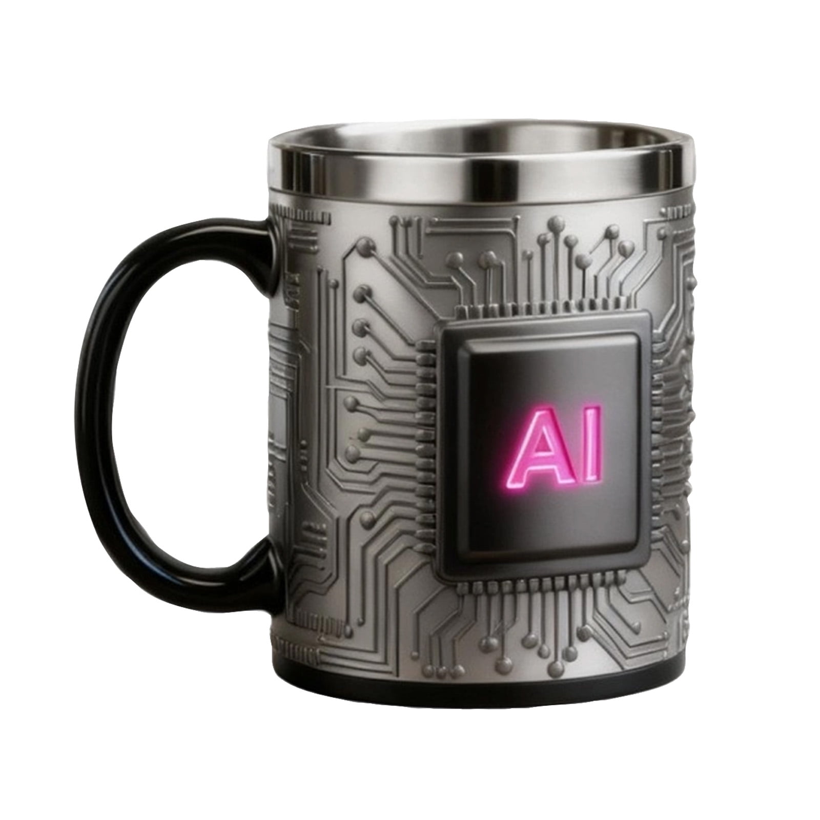12Oz Grey Stainless Steel Ai Circuit Chip-Themed Mug, with Resin Heat ...