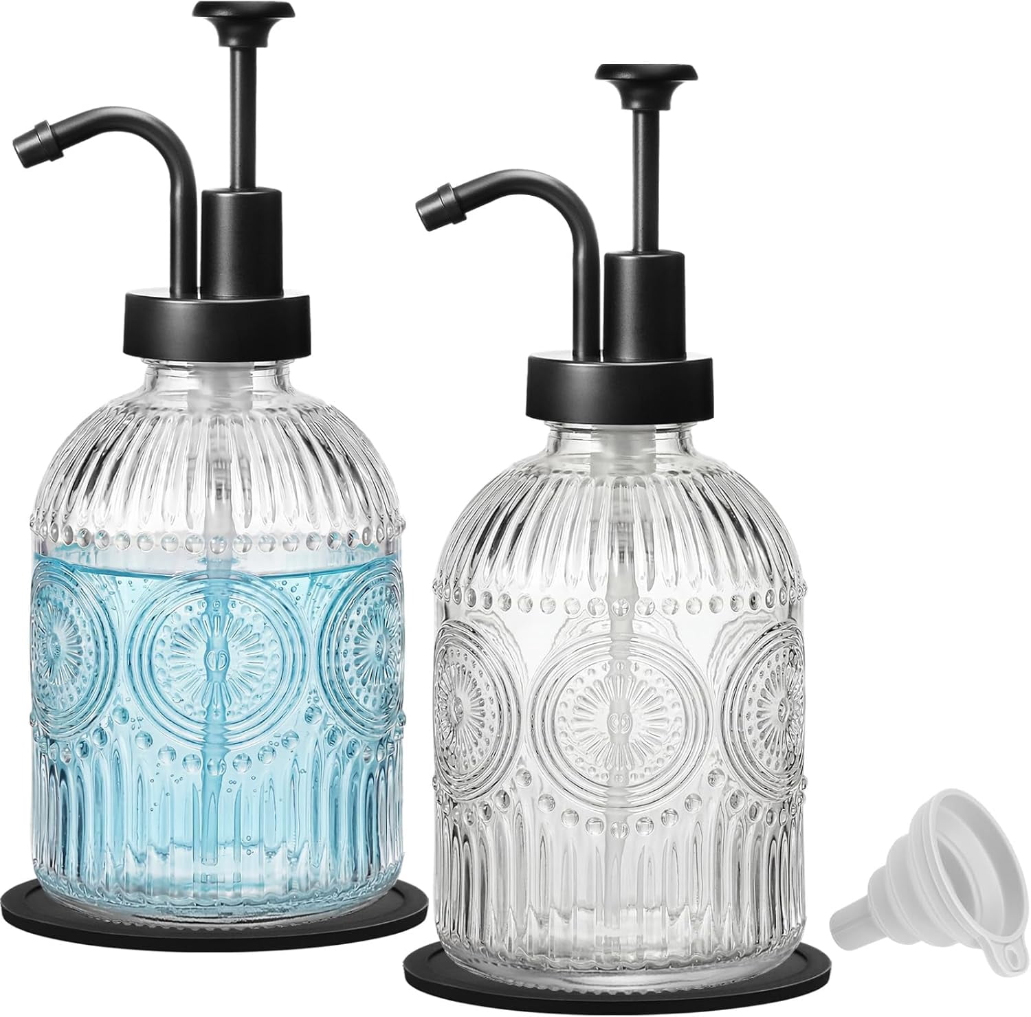 12Oz Vintage Glass Bathroom Soap Dispenser, Kitchen Dish Soap Dispenser ...