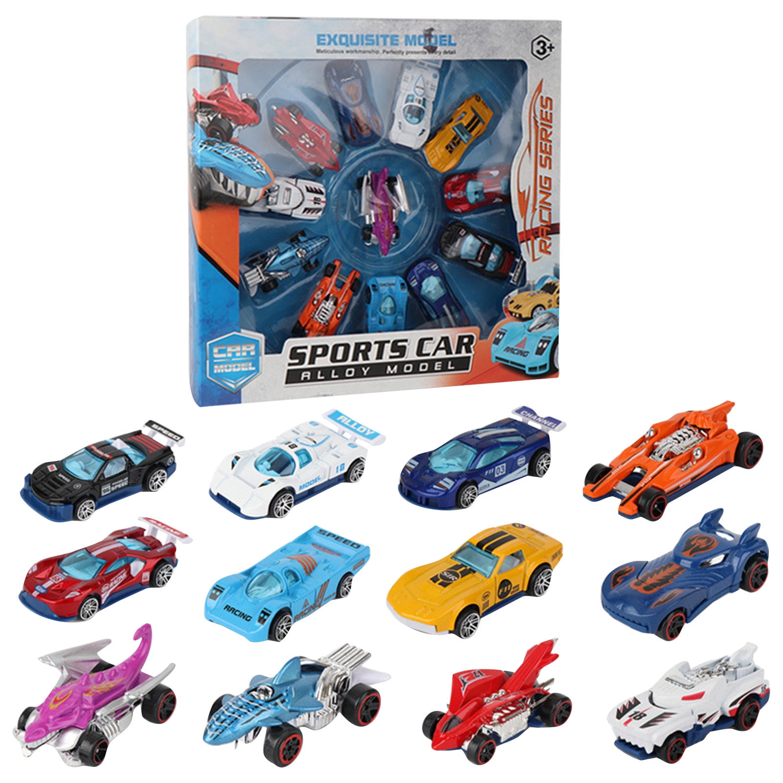 12PC-1:64 Scale Car-miniature Inertias Alloy Sports Car Racing Car Toy ...