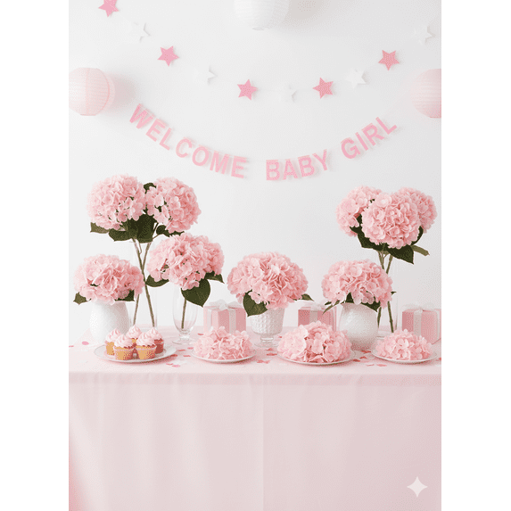 12PC 22" Real-Touch Pink Hydrangea – 7" Diameter Faux Flower, Lifelike ...