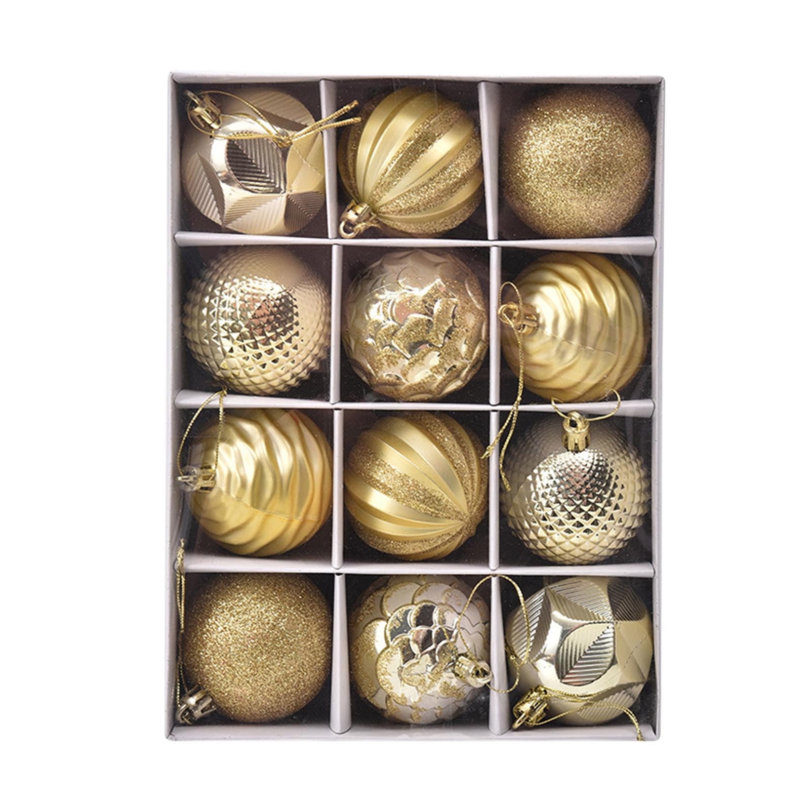 12PC 6cm Painted Christmas Ball Gift Box Set - Festive Tree Hanging ...