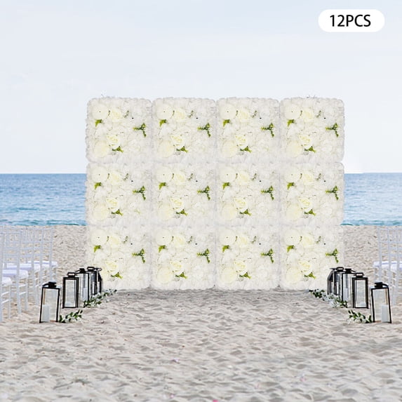 12PC Artificial Flower Wall Panel Wedding Backdrop Event Party Flower ...