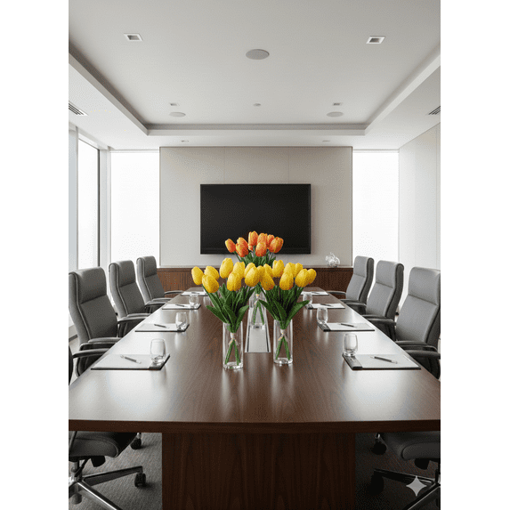 12PC Artificial Yellow Tulip Flowers 13" – 9-Stem Tulip Bundle, Faux ...