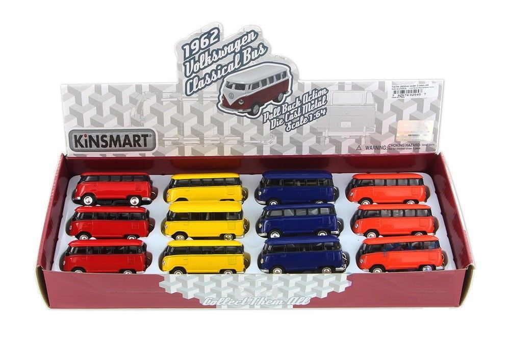 12PC BOX: 2.5" Kinsmart 1962 Volkswagen Bus Diecast Toy Car Keychain 1: ...