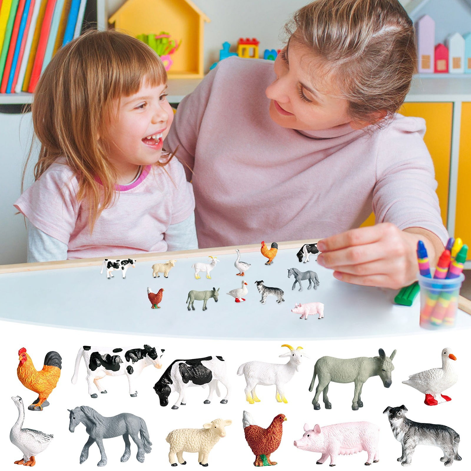 12PC Colorful Plastic Mini Animal Figurines Set - Realistic Small ...