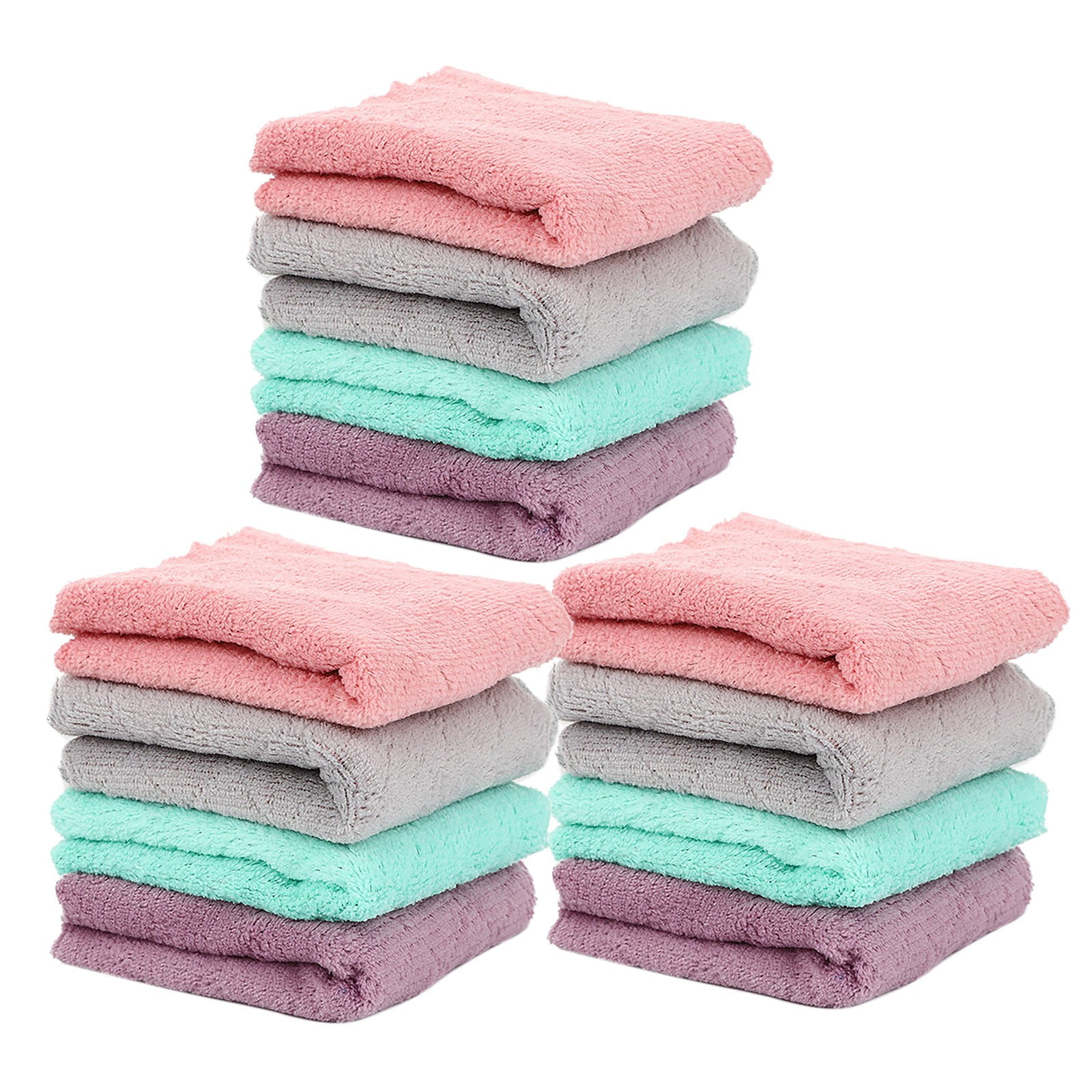 12PC Coral Fleece Dish Towels, Torqee Absorbent Kitchen Wipes ...