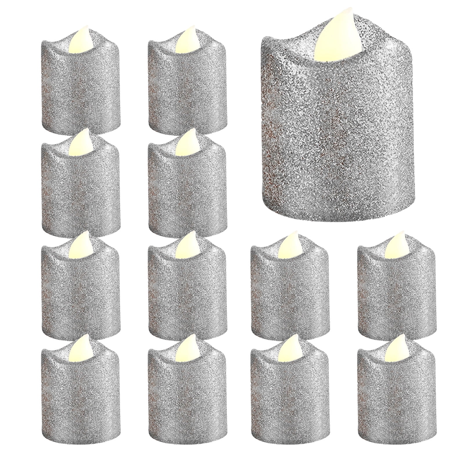12PC Glitter LED Tealights with Dripping Wax Design Flameless Candles ...