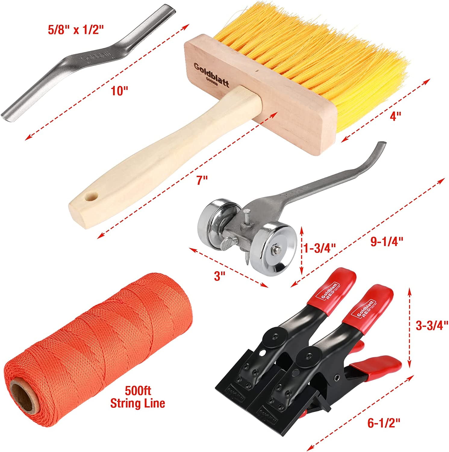 12PC Masonry Hand Tool Set in Tool Bag - Trowels, Joint Raker, String ...